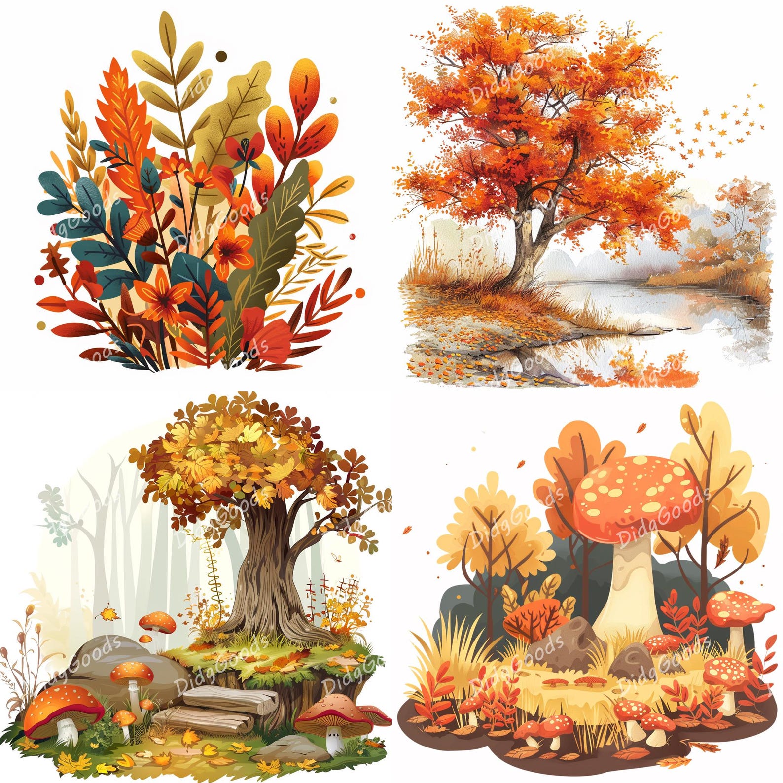 Fall Nature Clipart Bundle 26 High Quality JPG, 300 DPI, Digital ...