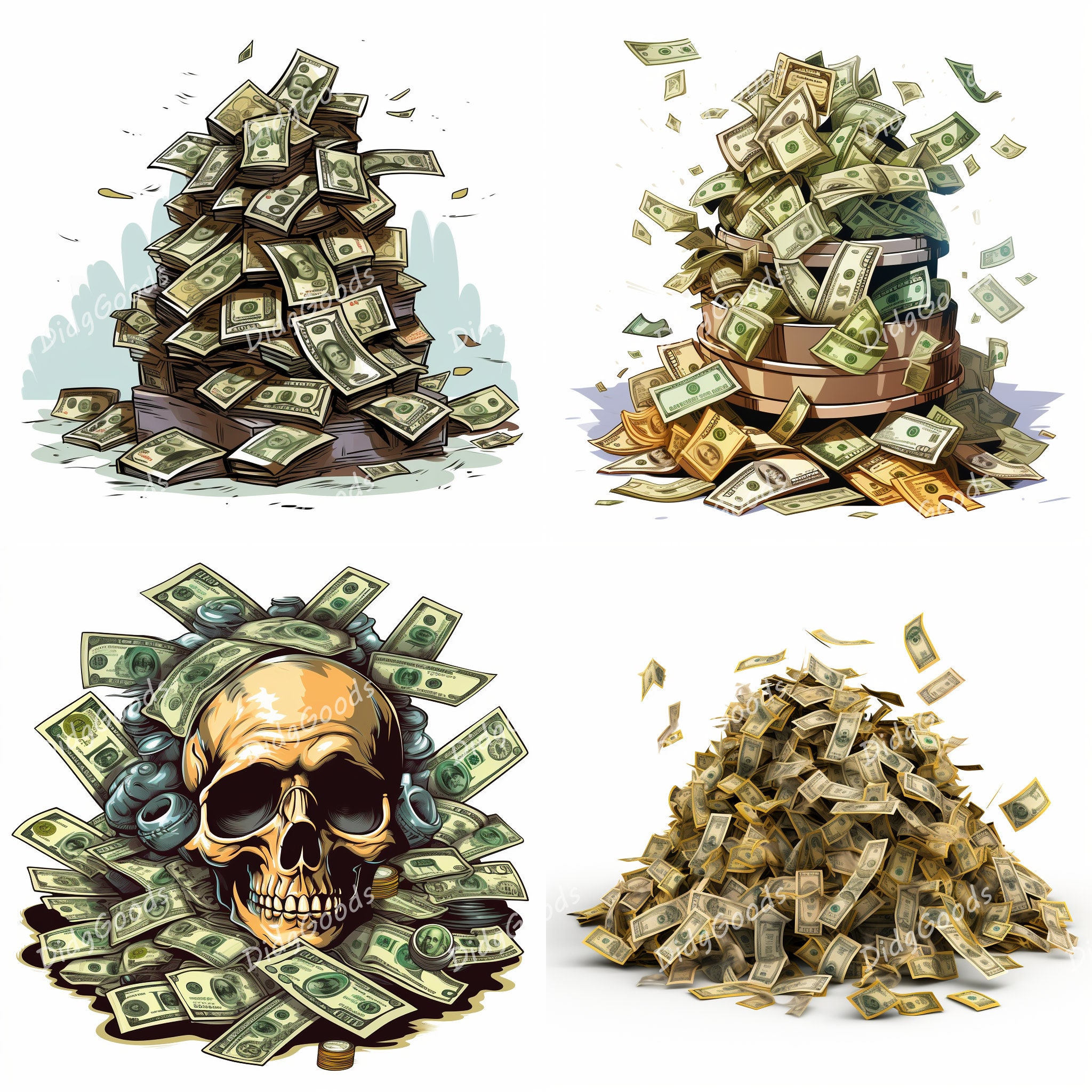 Money Clipart Bundle 25 High Quality Jpgs, Digital Download, Card ...
