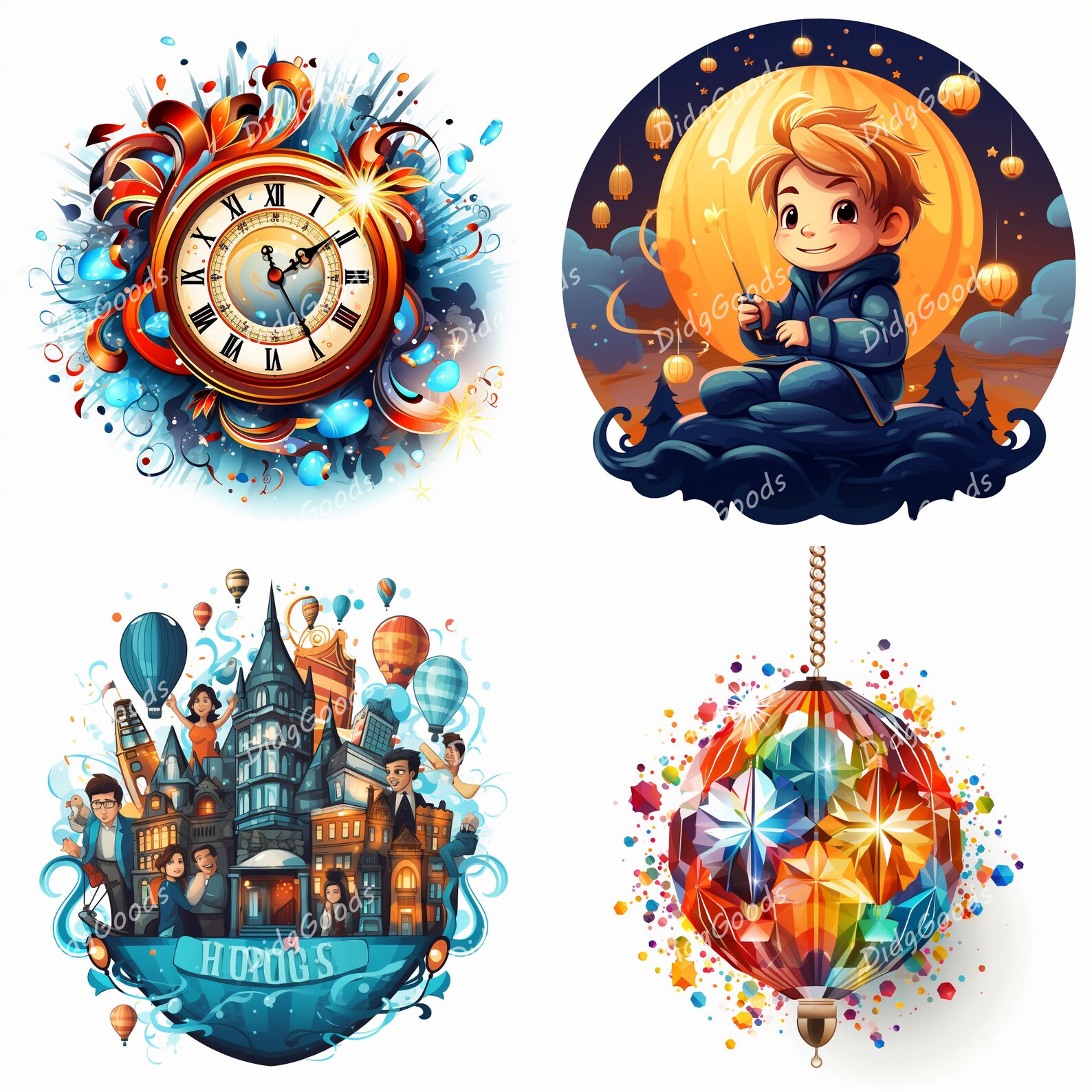 Happy New Year! Clipart Bundle 23 High Quality Jpgs, 4267x4267 Pix, 300 ...