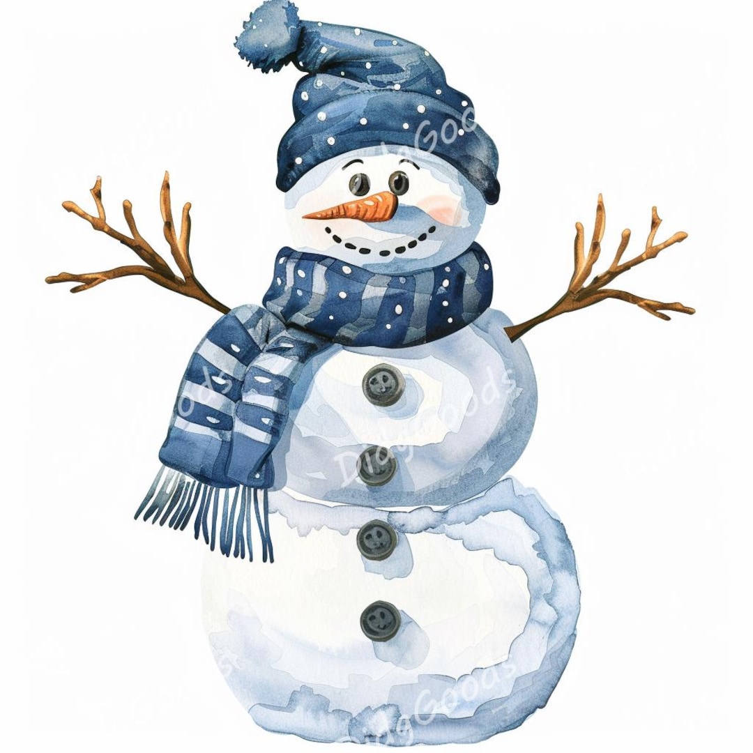 Watercolor Snowman Clipart Bundle 24 High Quality Pngs 3000x3000 Pix ...
