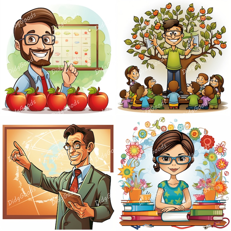 Teacher Clipart Bundle 22 High Quality Jpgs, Digital Download, Card ...