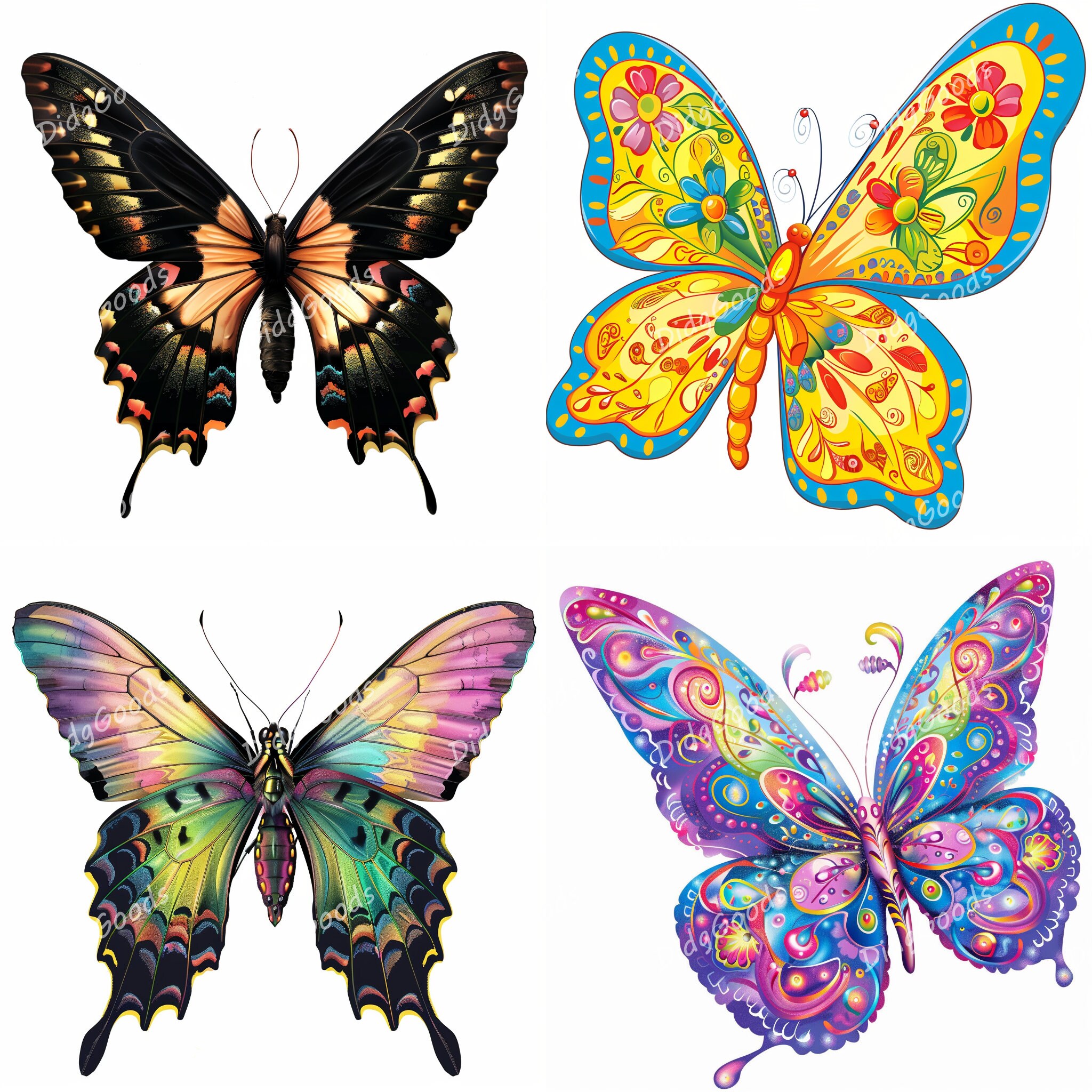 Butterfly Clipart Bundle 24 High Quality Pngs 4000x4000 Pix, 300 DPI ...