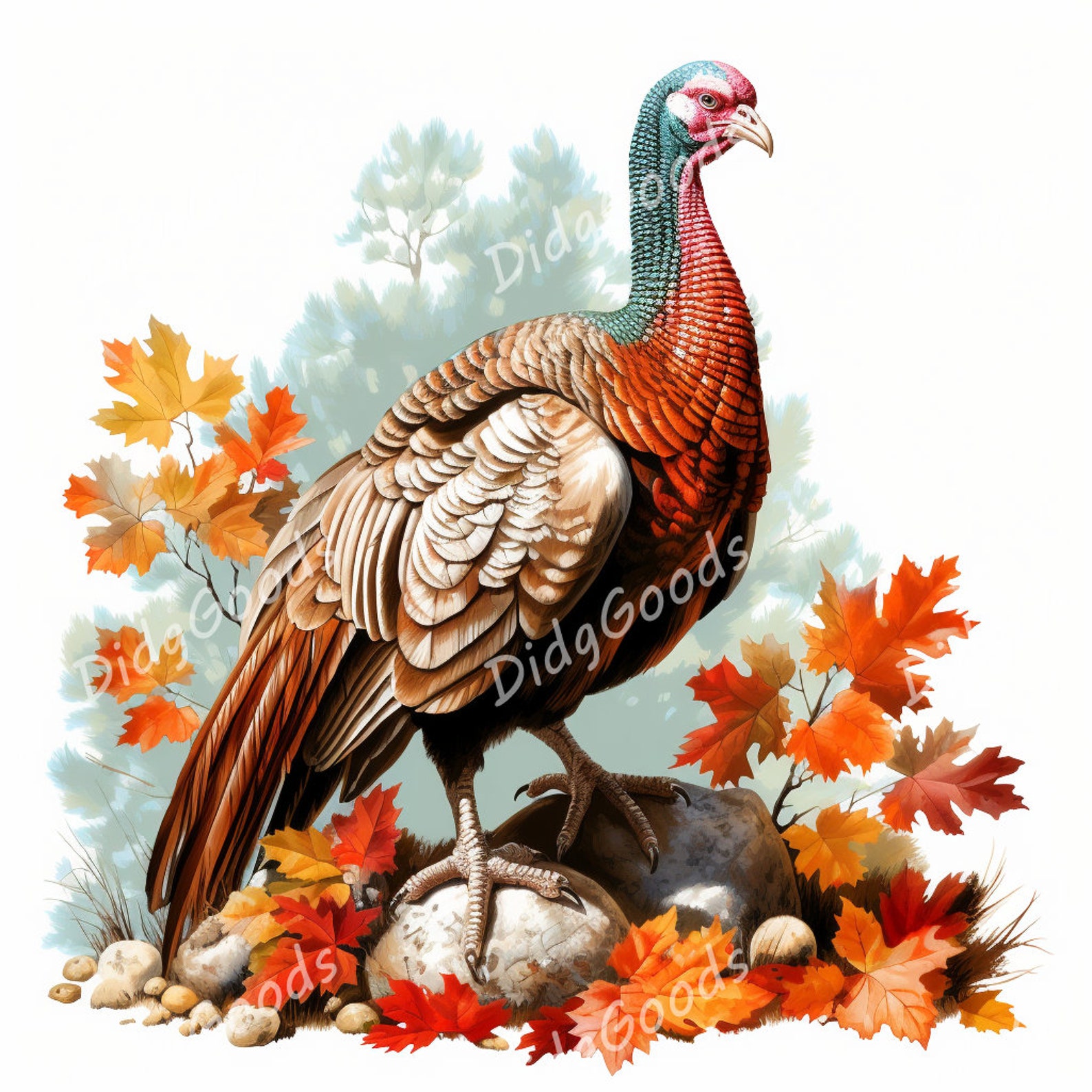 Festive Turkey Clipart Bundle, Thanksgiving Illustrations (digital ...