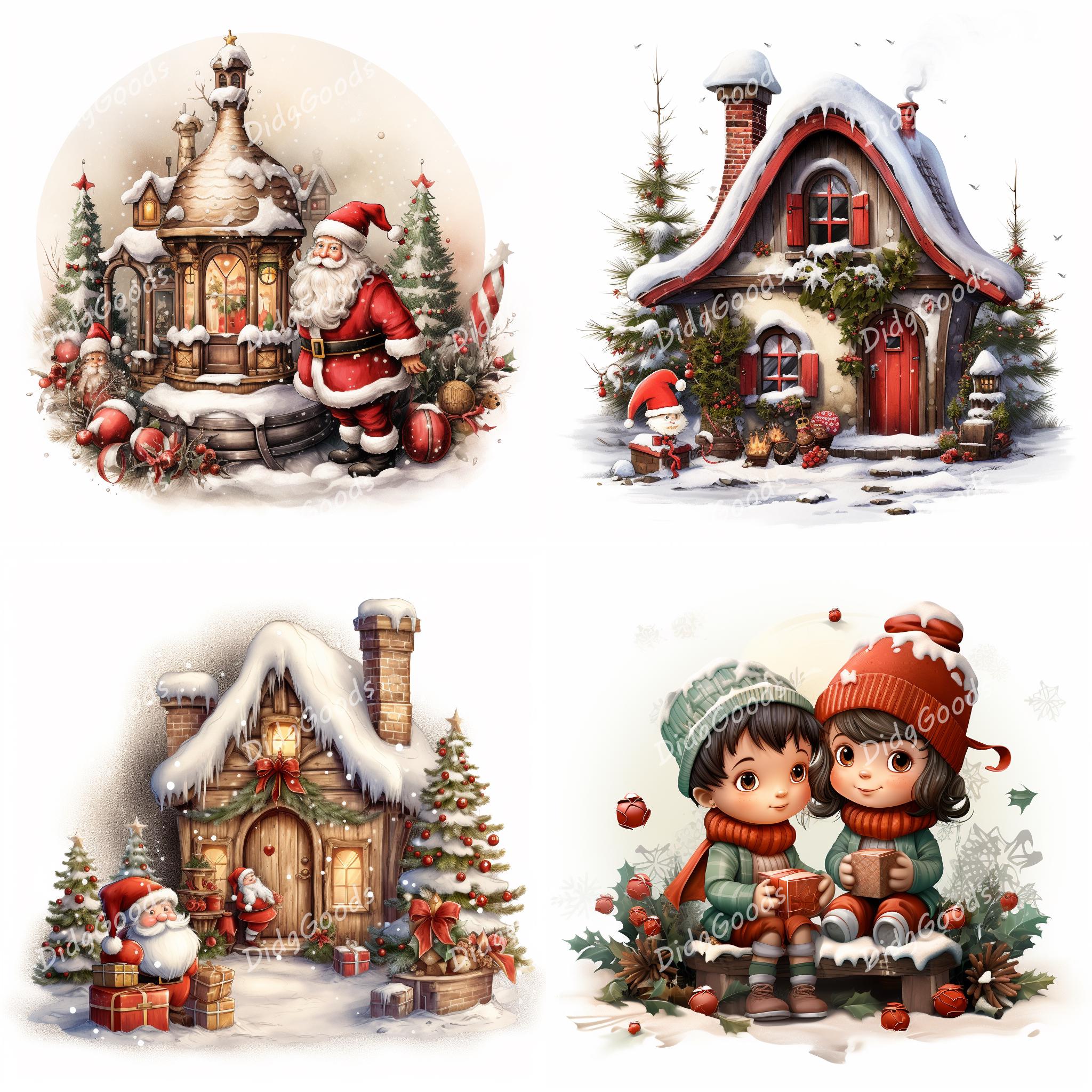 Christmas Clipart Bundle, 32 High Quality Jpgs, Holiday Winter Art, 300 ...