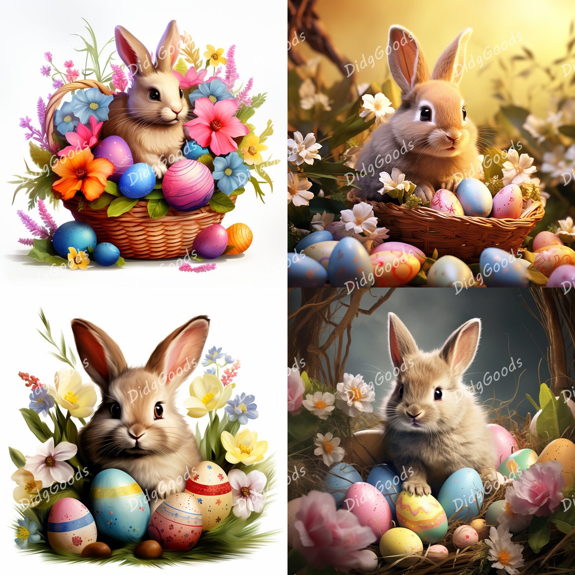 Easter Bunny Clipart Bundle 28 High Quality Pngs 3200x3200 Pix, 300 DPI ...