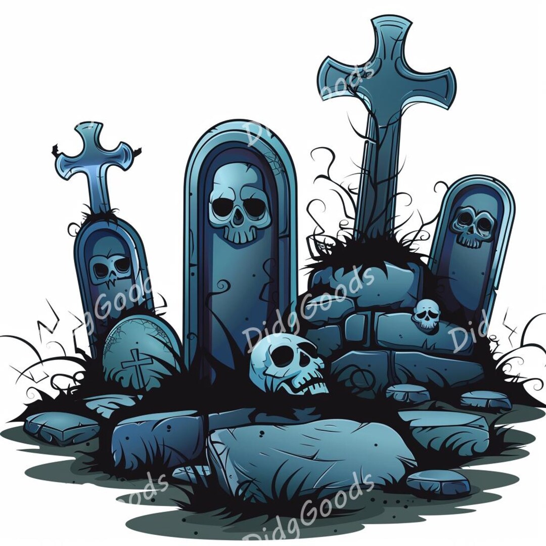 Halloween Funny Tombstones Clip Art Bundle 24 High Quality JPG, 300 DPI ...