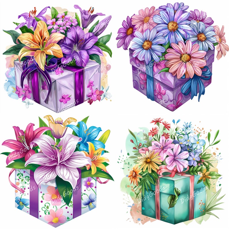 Presents Clip Art, Bright Gift Boxes Clip Art, Giftbox Clip Art ...