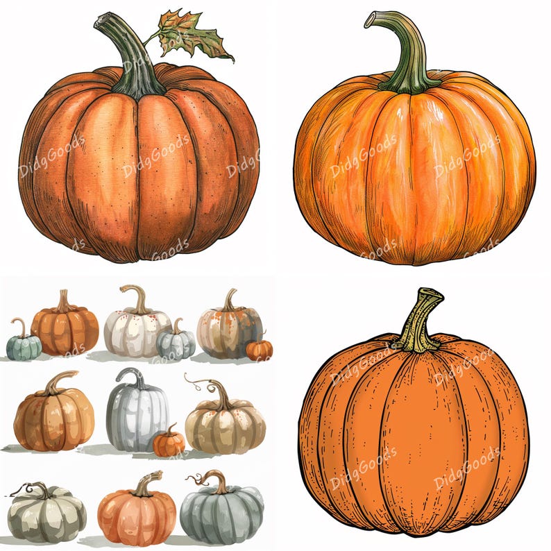 Pumpkin Clipart Bundle 28 High Quality Jpgs, 300 DPI, Digital Download ...