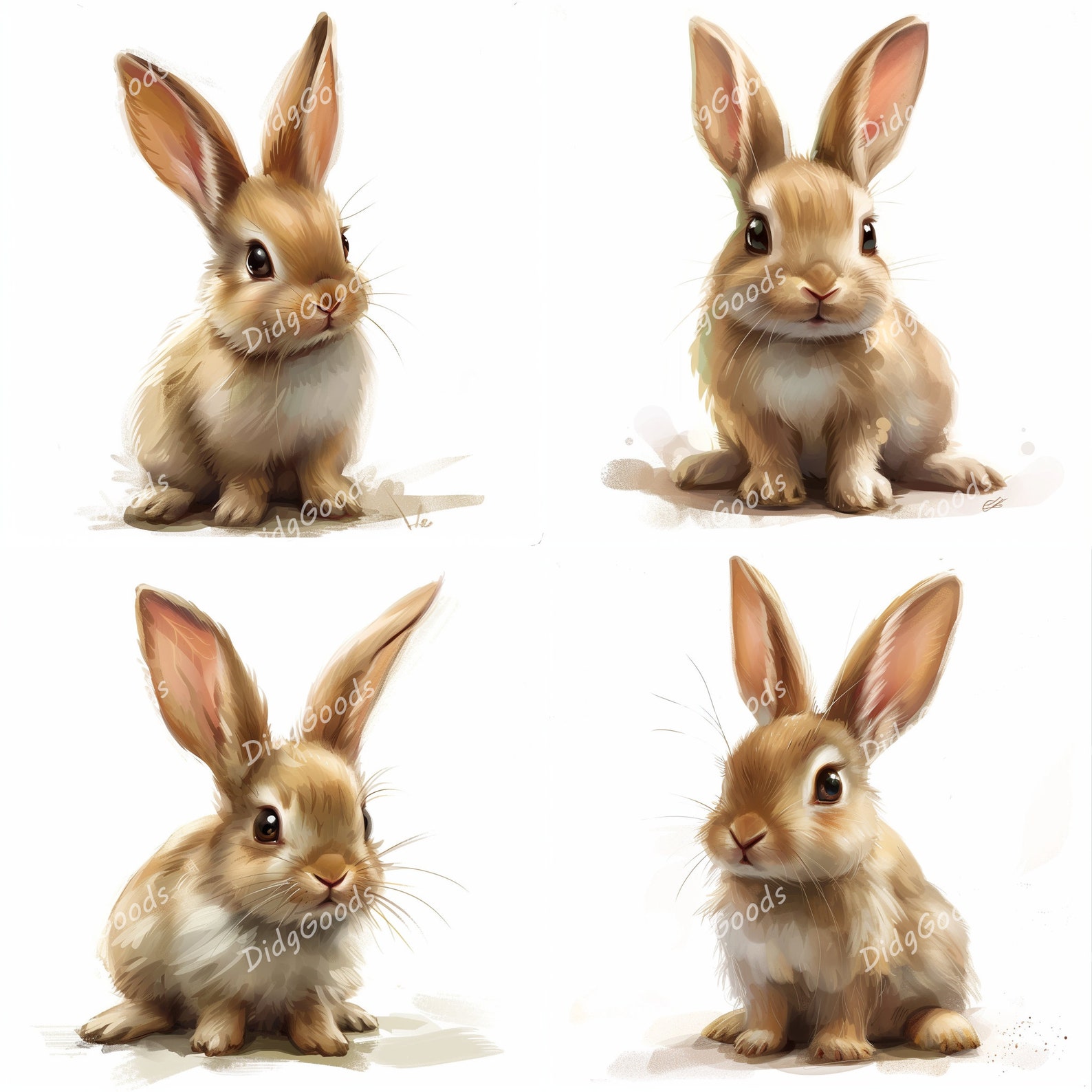 Rabbit Cute Clipart Bundle For: Shirt, Pillow, Mug, Card Making ...