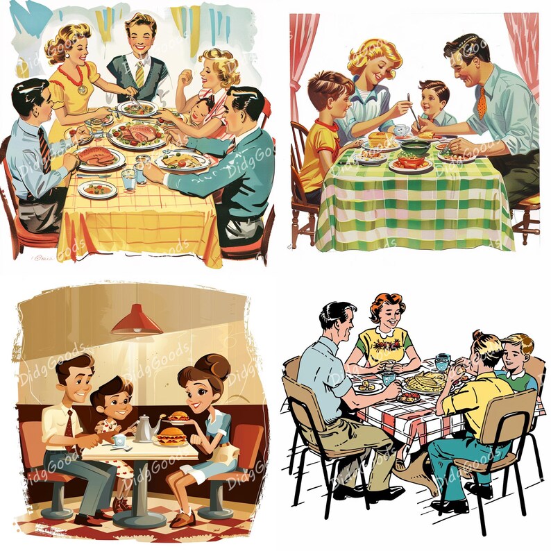 Family Dinner Clipart Bundle – 28 High-quality Pngs, 3000x3000 Px, 300 ...