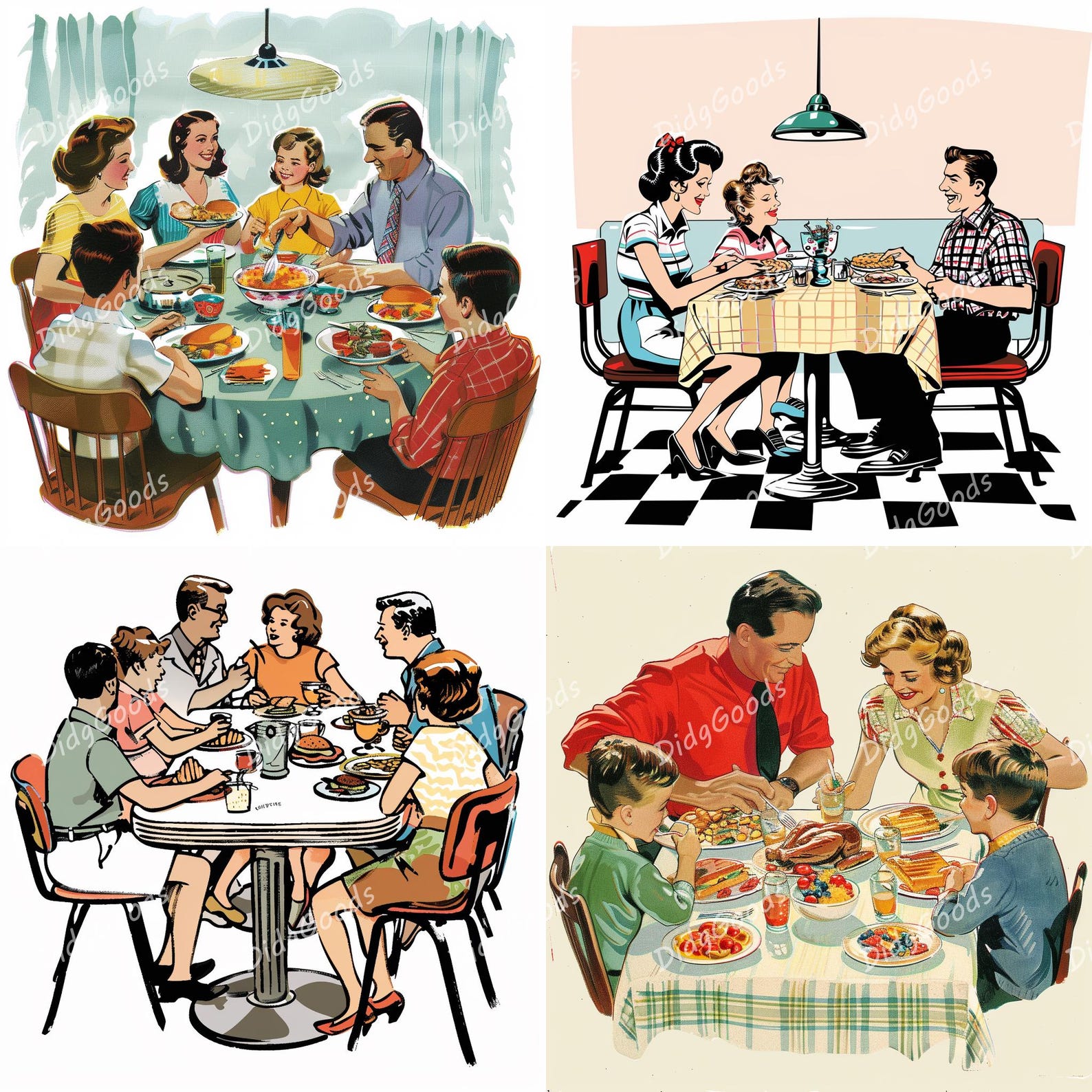 Family Dinner Clipart Bundle – 28 High-quality Pngs, 3000x3000 Px, 300 ...