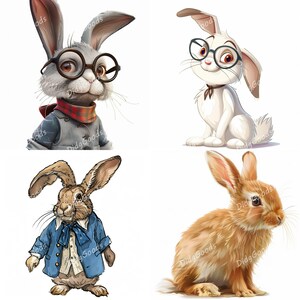 Funny Rabbit Clipart Bundle 24 High Quality JPG 300 DPI, Digital ...