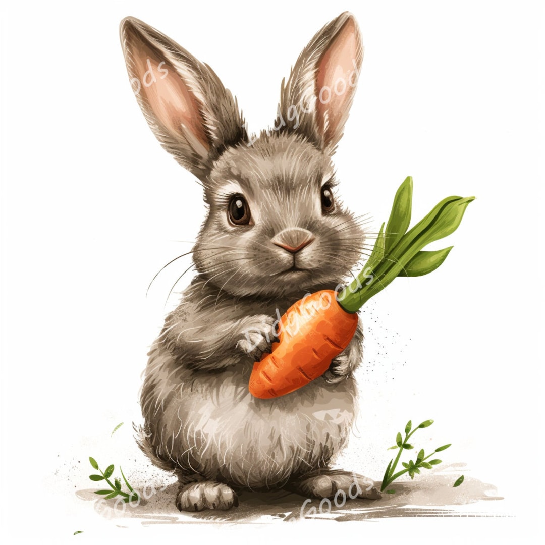 Rabbit Cute Clipart Bundle For: Shirt, Pillow, Mug, Card Making ...