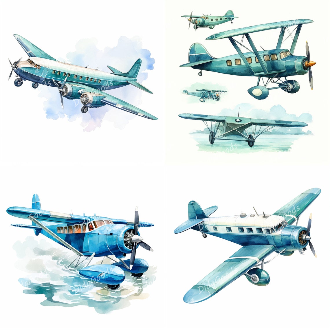 Plane Clipart Bundle 24 High Quality Jpgs, Digital Download, Card ...