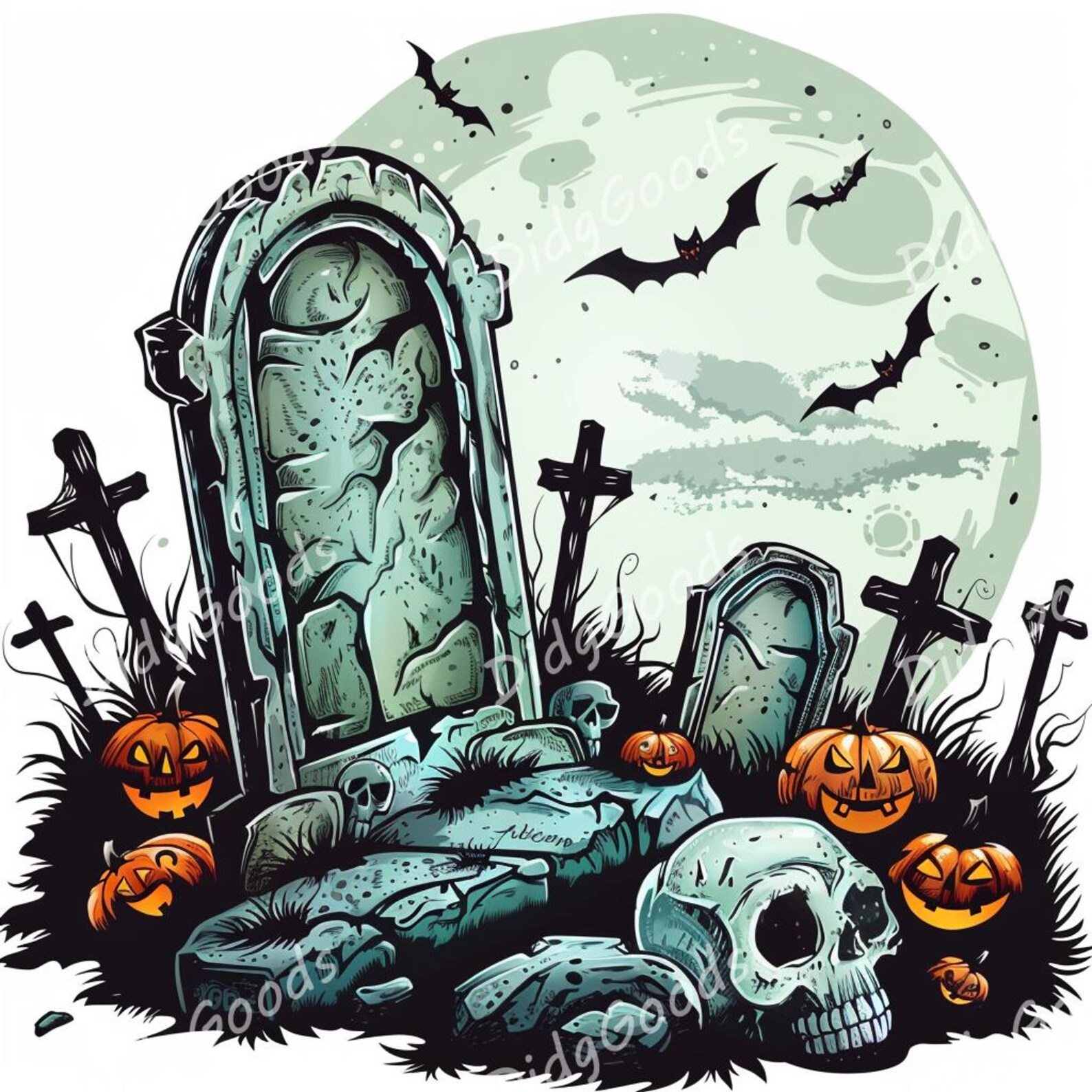 Halloween Funny Tombstones Clip Art Bundle 24 High Quality JPG, 300 DPI ...