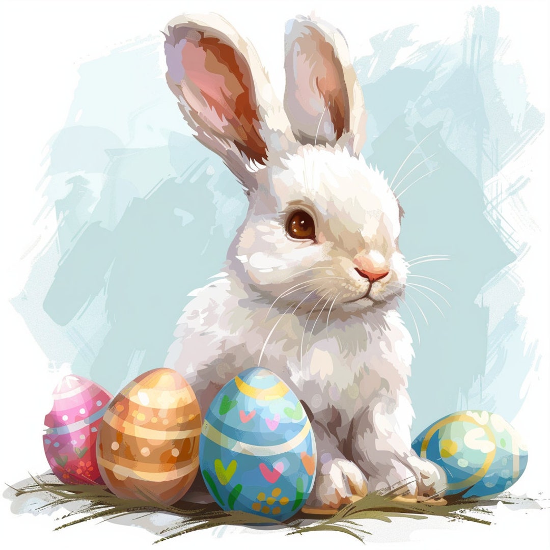 Easter Bunny Clipart Bundle 28 High Quality JPG 3000x3000 Pix, 300 DPI ...