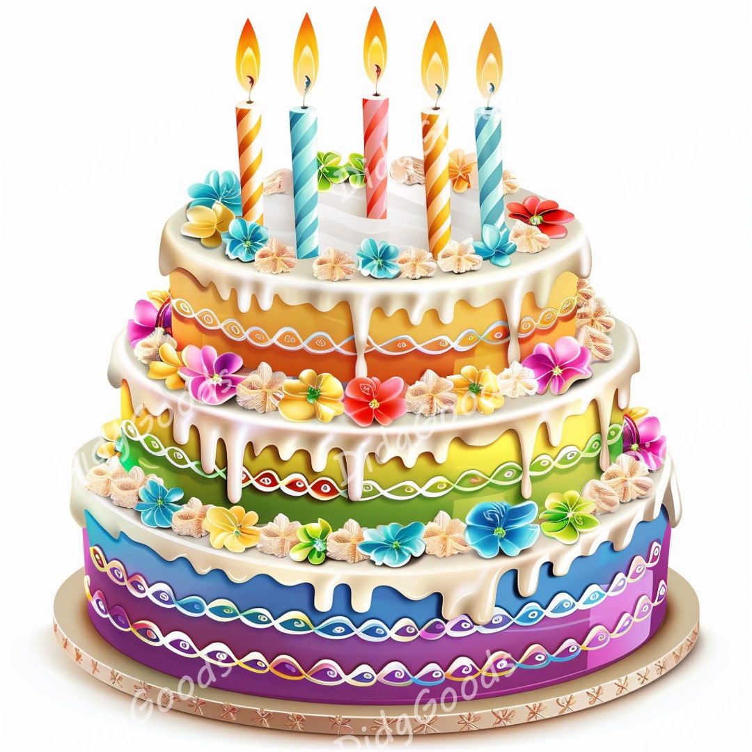 Birthday Cake Clipart Bundle For: Card Making, Printable Art 16 High ...