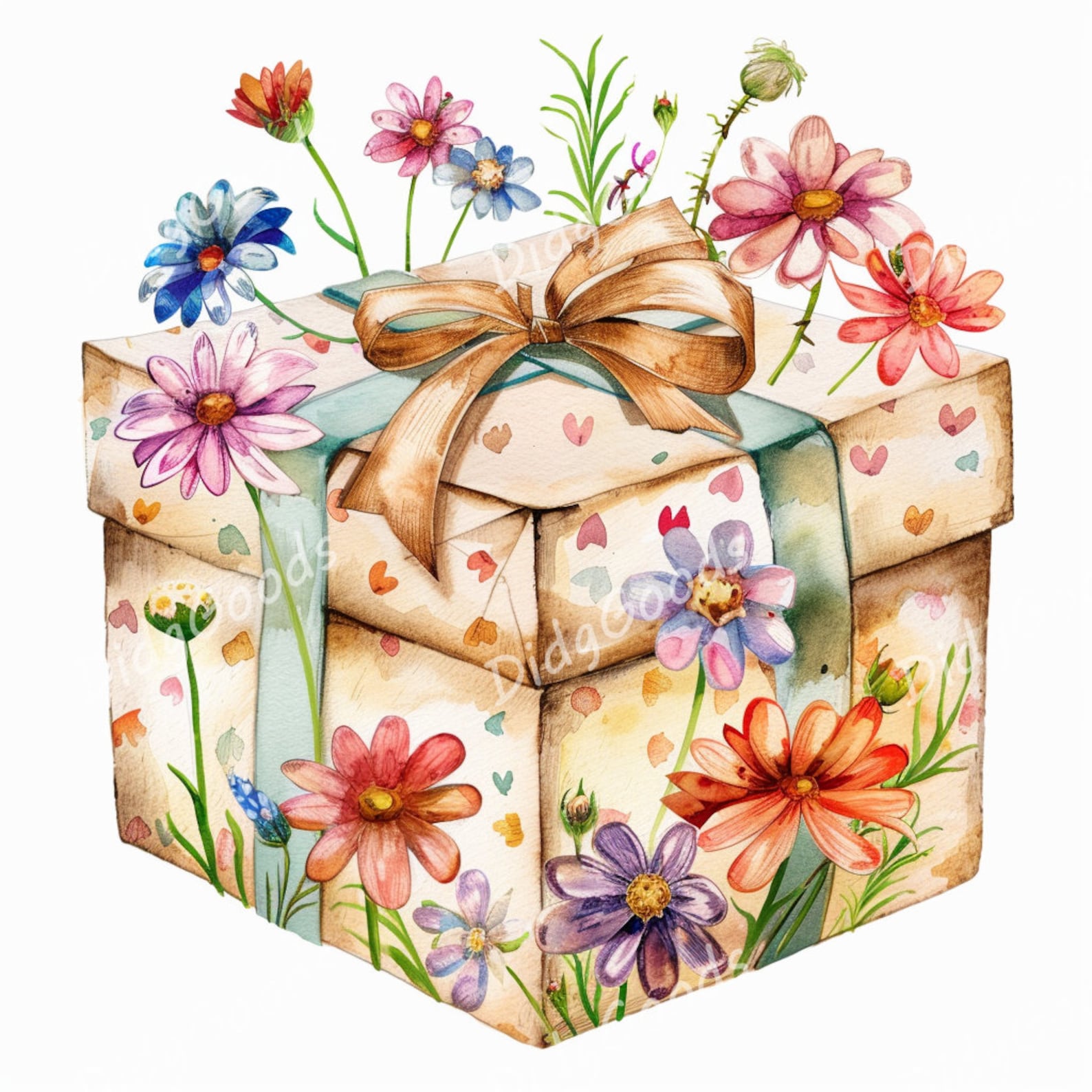 Watercolor Presents Clip Art, Bright Gift Boxes Clip Art, Giftbox Clip ...