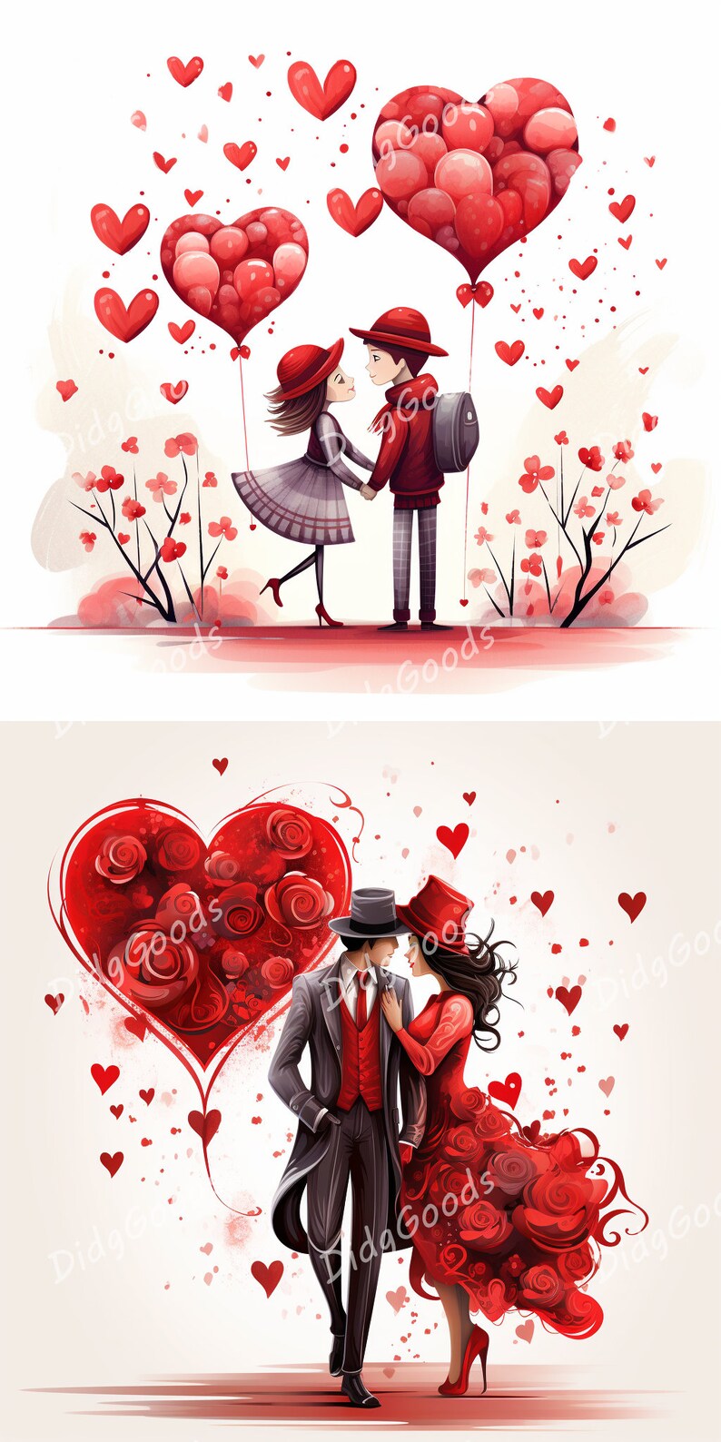 Valentine's Day Clipart Bundle, Romantic PNG Graphics (digital Download ...