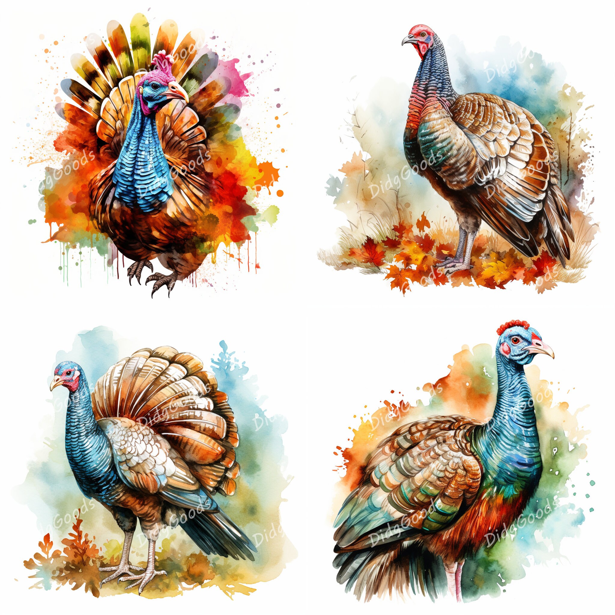 Turkey Clipart Bundle 16 High Quality Jpgs, 4267x4267 Pix, 300 DPI ...