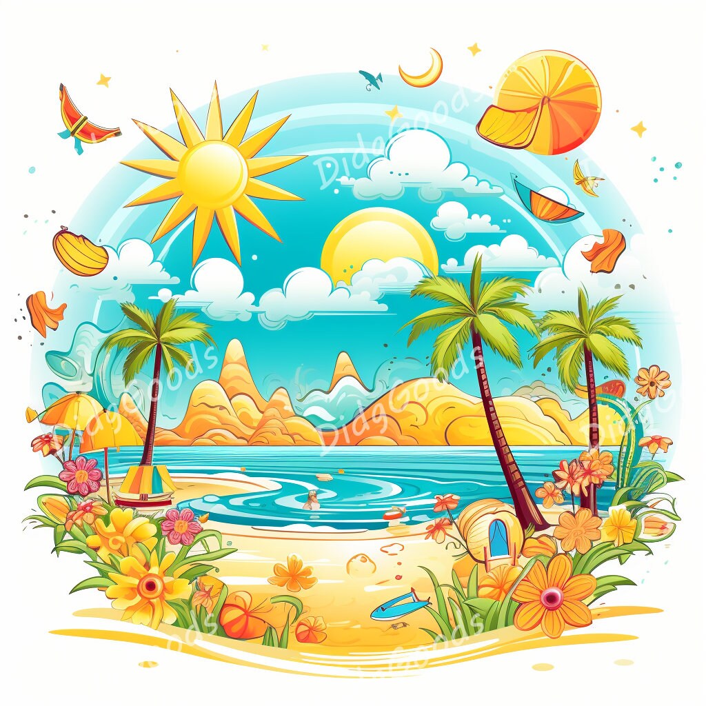 Summer Clipart Bundle 16 High Quality Jpgs, 4267x4267 Pix, 300 DPI ...