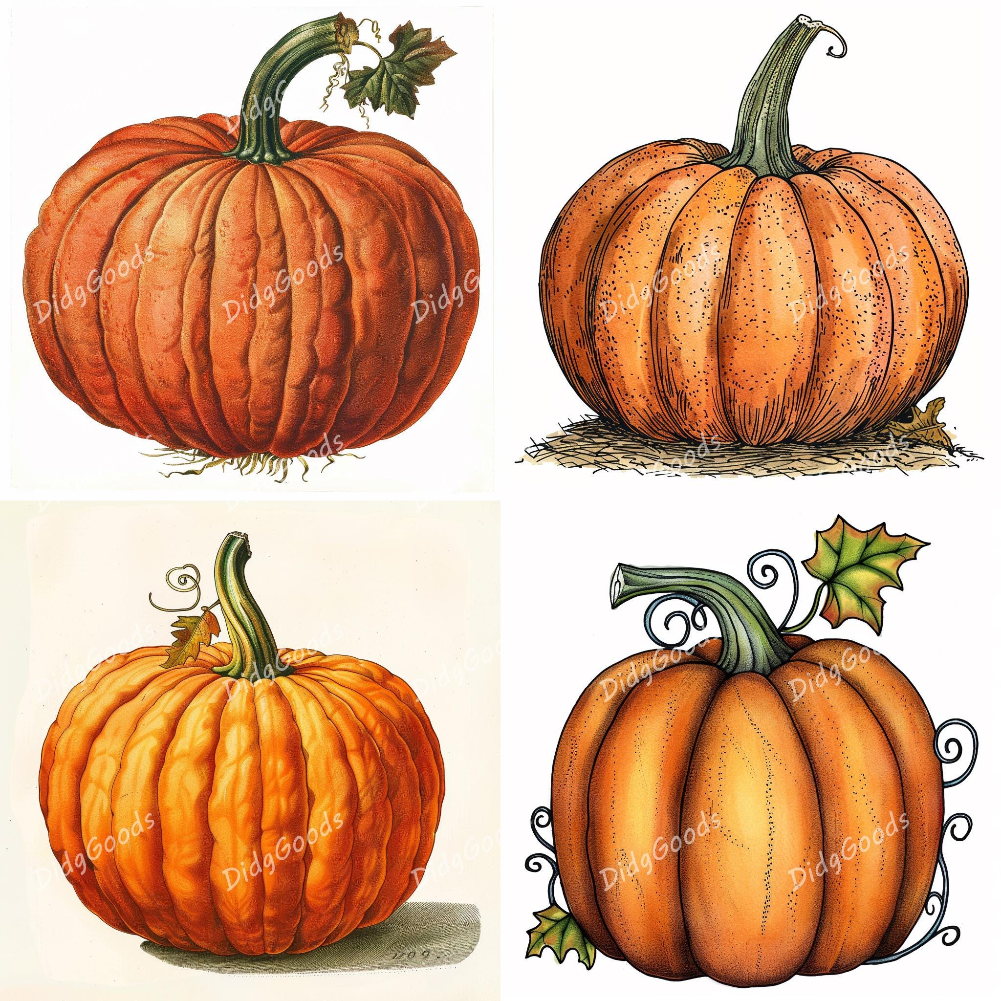 Pumpkin Clipart Bundle 28 High Quality Jpgs, 300 DPI, Digital Download ...