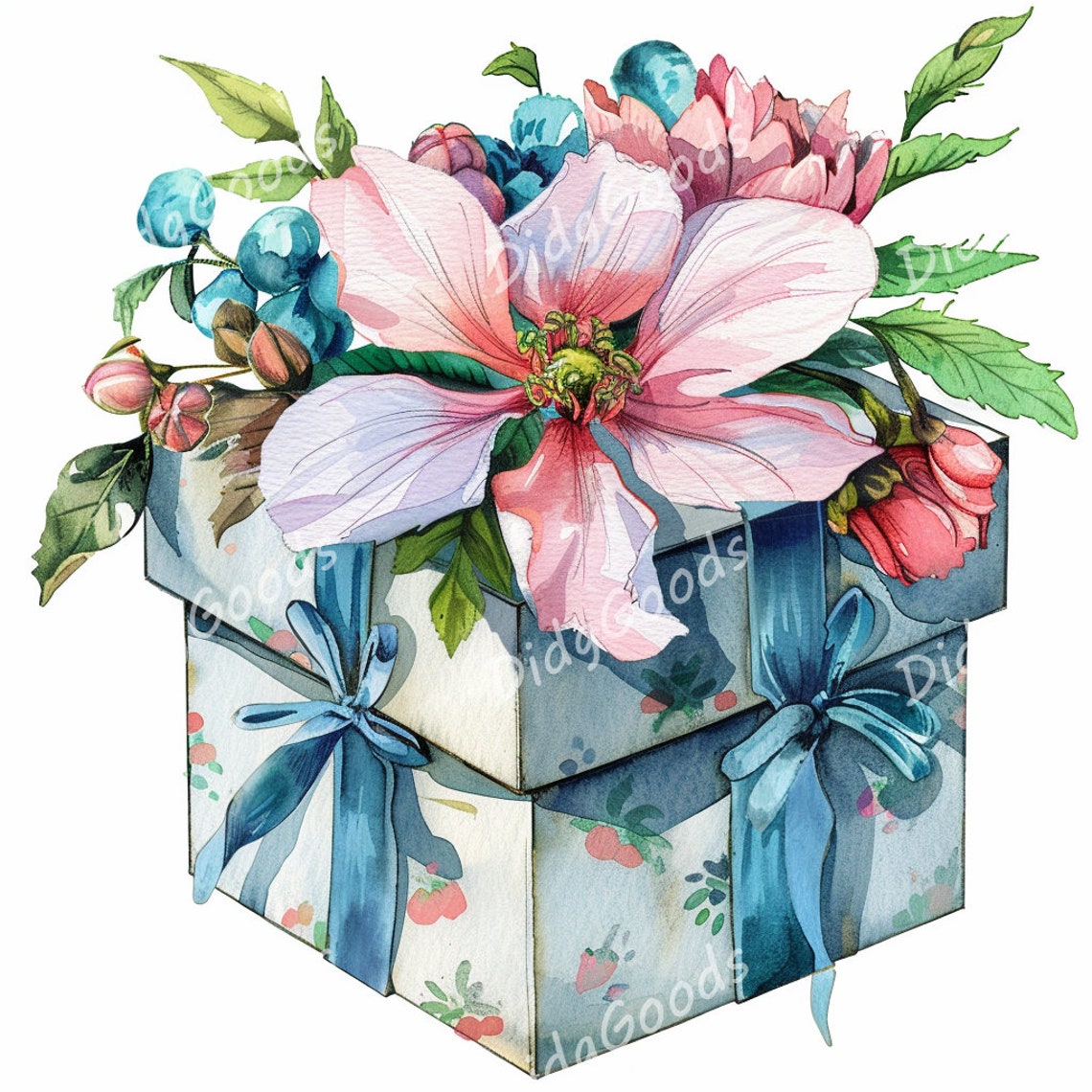 Watercolor Presents Clip Art, Bright Gift Boxes Clip Art, Giftbox Clip ...