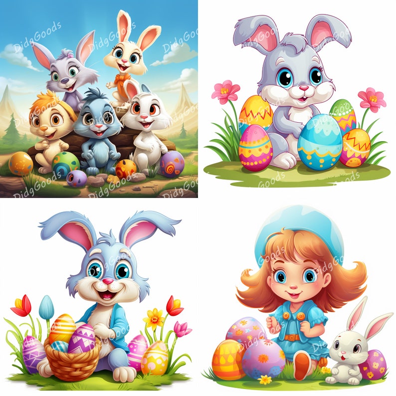 Easter Bunny Clipart Bundle 28 High Quality Pngs 3200x3200 Pix, 300 DPI ...