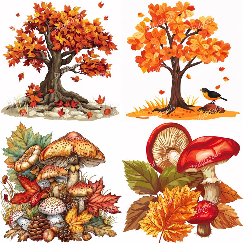 Fall Nature Clipart Bundle 26 High Quality JPG, 300 DPI, Digital ...
