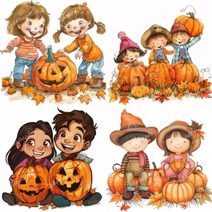 Kids and Pumpkin Clipart Bundle 20 High Quality Jpgs, 300 DPI, Digital ...
