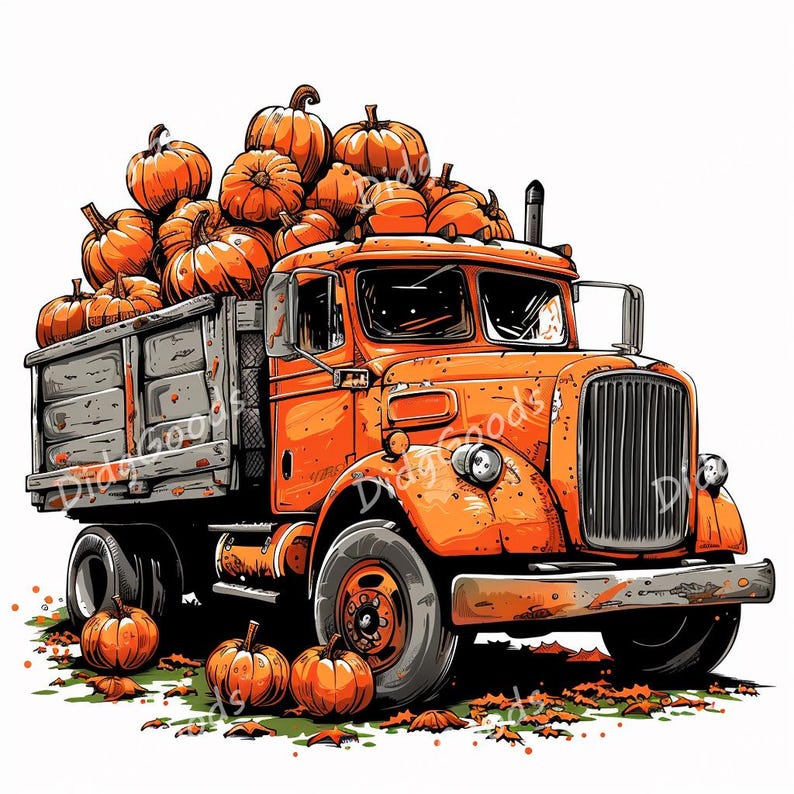 Pumpkin Truck Clipart Bundle 24 High Quality Jpgs, 300 DPI, Digital ...