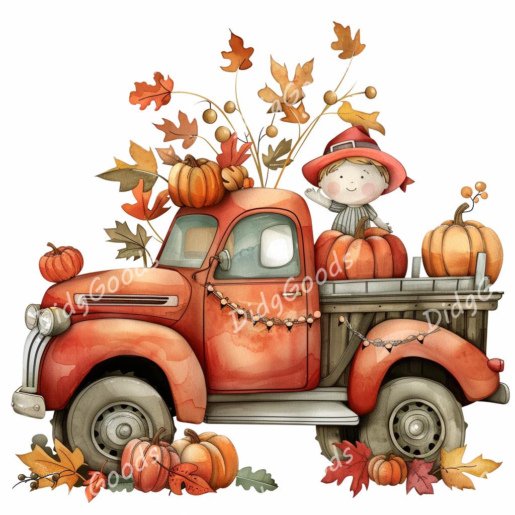 Pumpkin Truck Clipart Bundle 24 High Quality Jpgs, 300 DPI, Digital ...