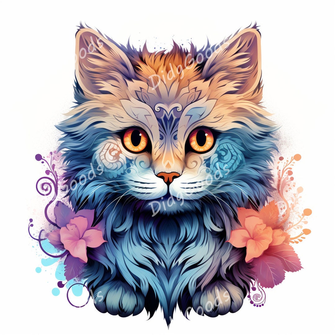 Watercolor Winter Cat Clipart Bundle 32 High Quality Pngs, Digital ...