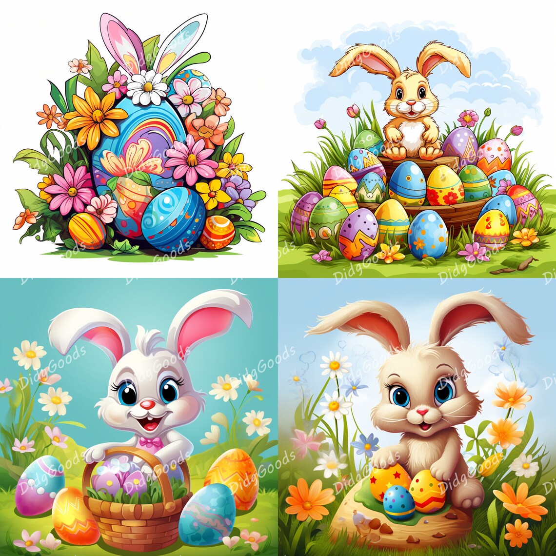 Easter Bunny Clipart Bundle 28 High Quality Pngs 3200x3200 Pix, 300 DPI ...