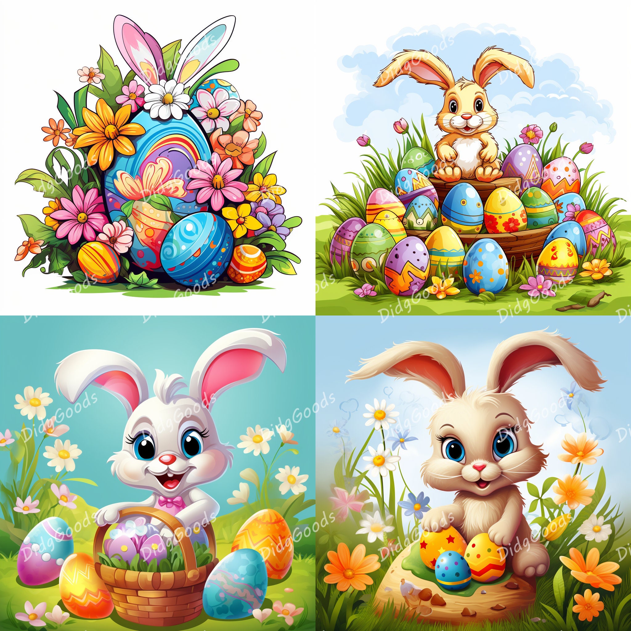 Easter Bunny Clipart Bundle 28 High Quality Pngs 3200x3200 Pix, 300 DPI ...