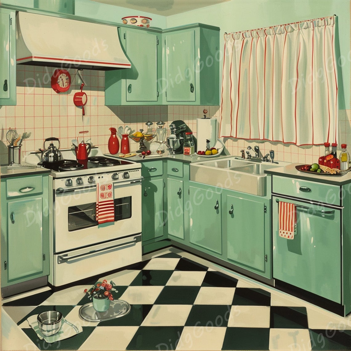 Vintage Kitchen Clipart Bundle 16 High Quality Jpgs 3200x3200 Pix, 300 ...