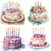 Watercolor Birthday Cake Clipart Bundle For: Card Making, Printable Art ...