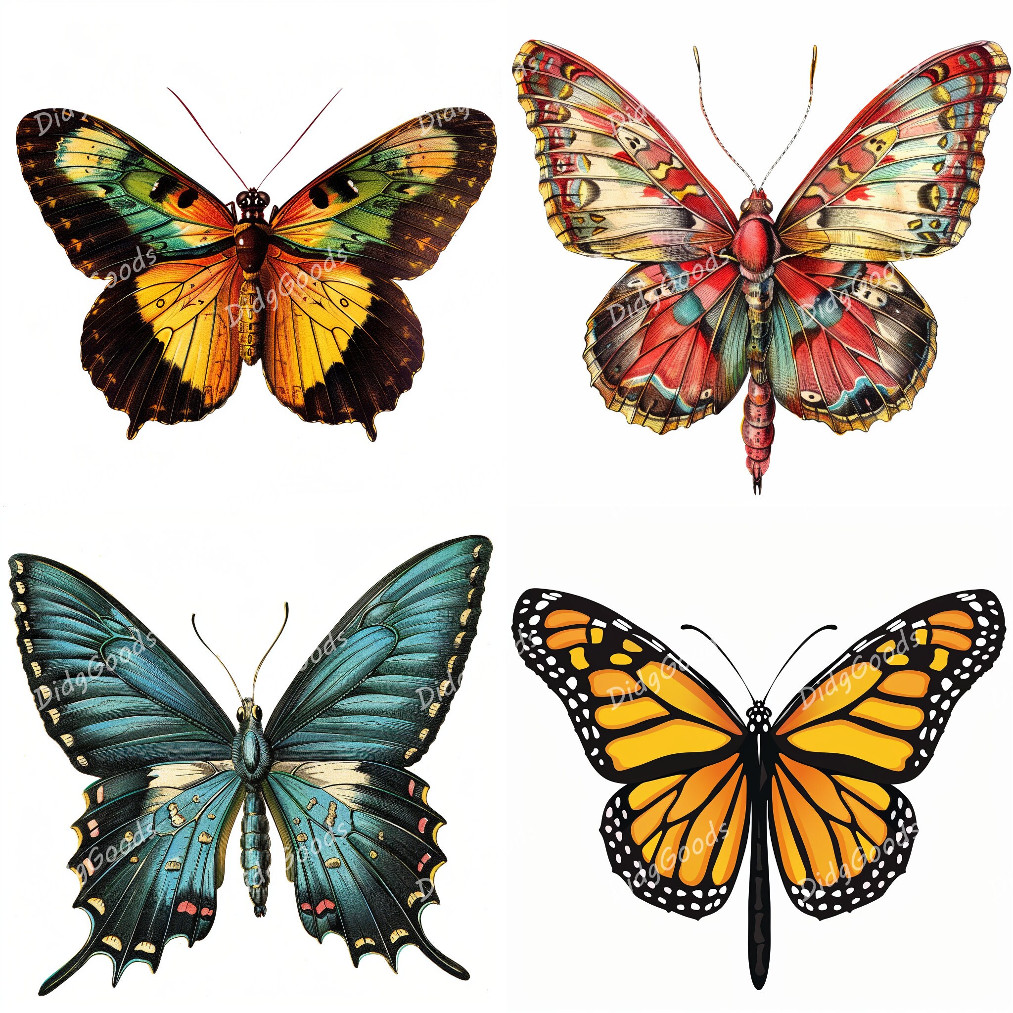 Butterfly Clipart Bundle 24 High Quality Pngs 4000x4000 Pix, 300 DPI ...