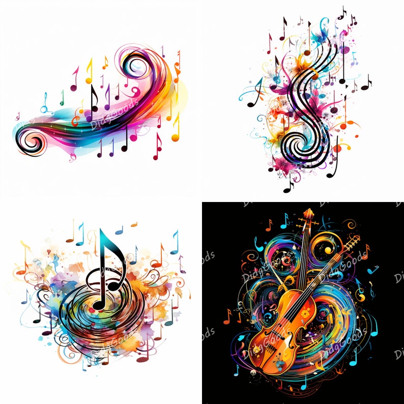 Music Clipart Bundle –24 High-quality JPG, 300 DPI, Digital Download ...