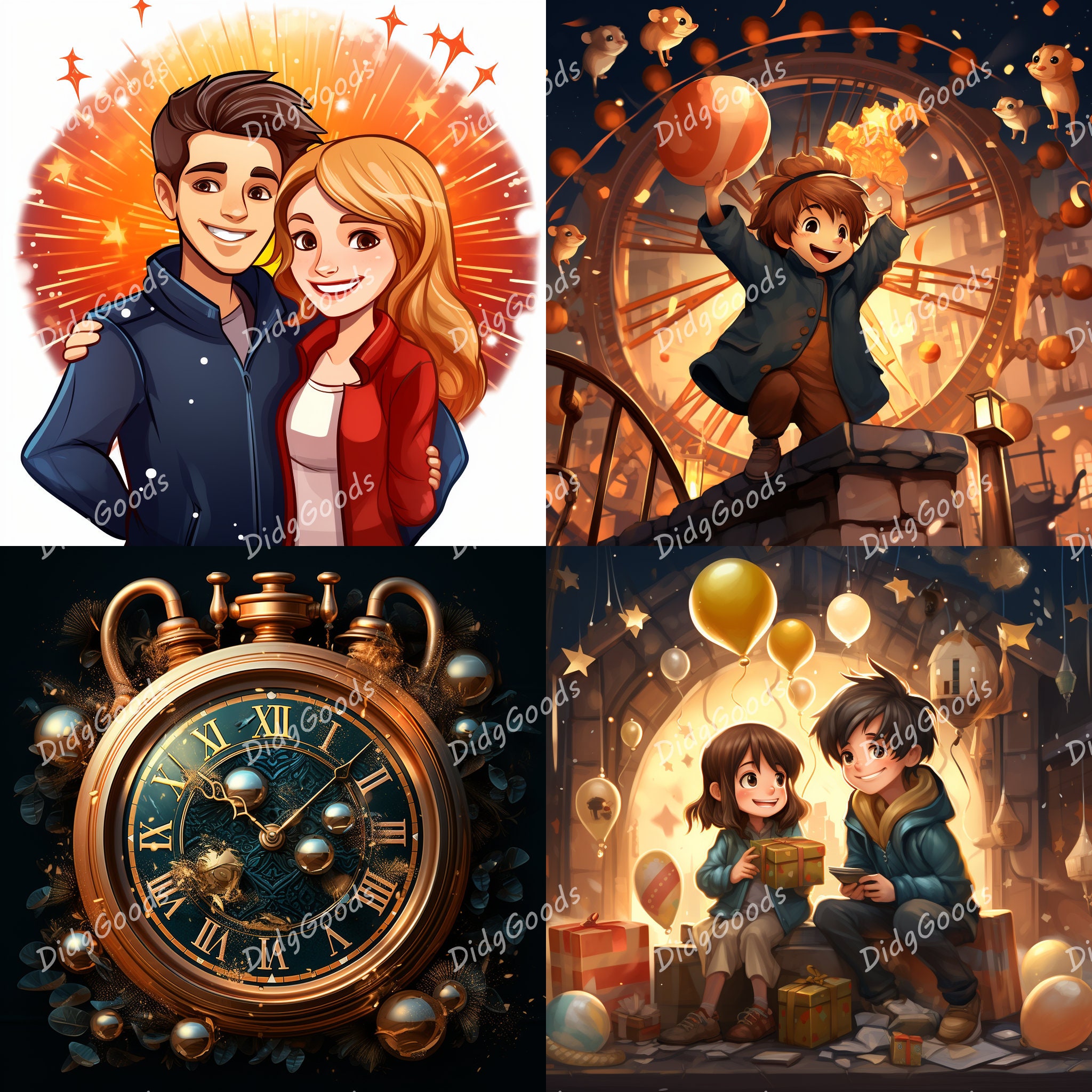 Happy New Year! Clipart Bundle 23 High Quality Jpgs, 4267x4267 Pix, 300 ...