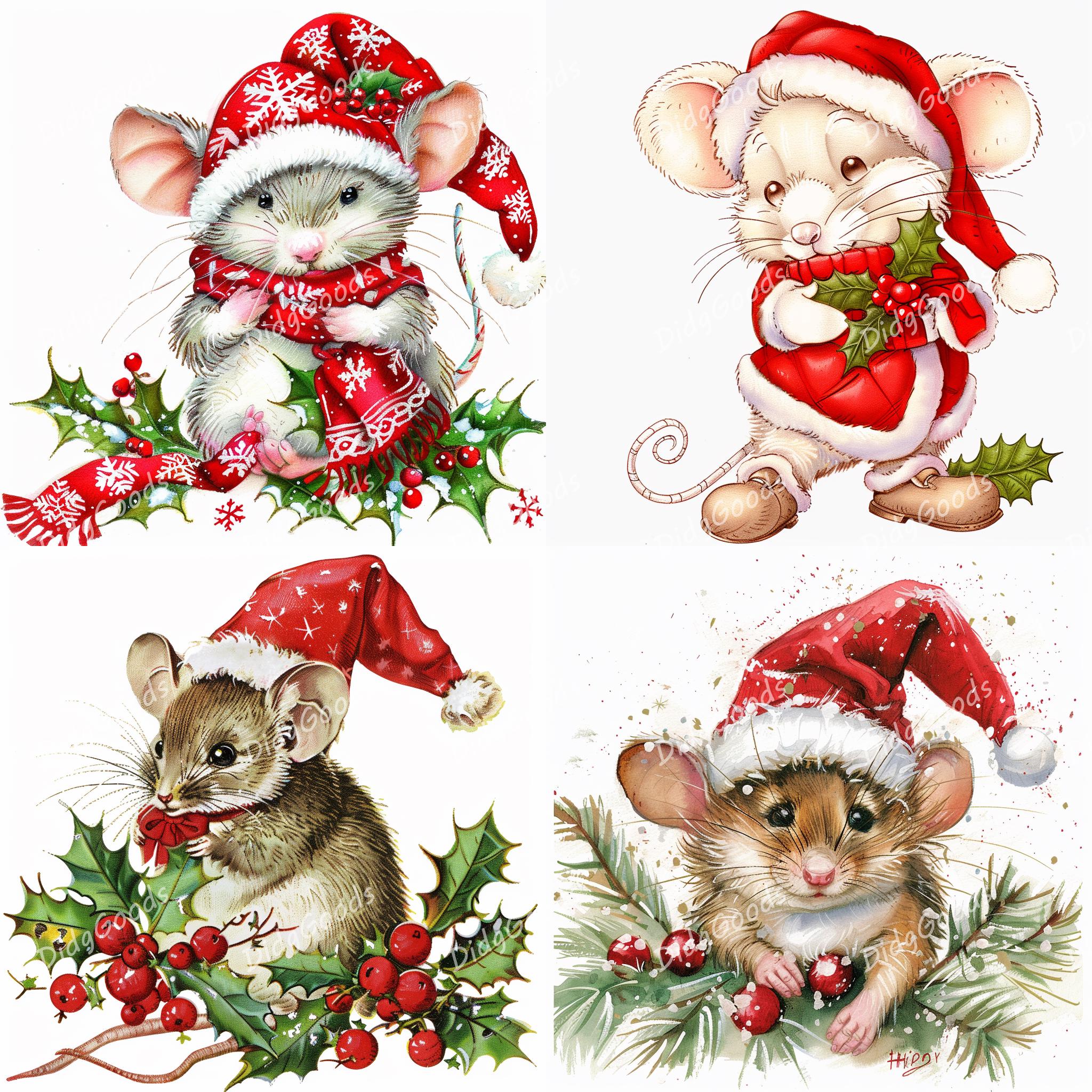 Christmas Mouse Clipart Bundle 20 High Quality Pngs 3000x3000 Pix ...