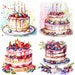 Watercolor Birthday Cake Clipart Bundle For: Card Making, Printable Art ...