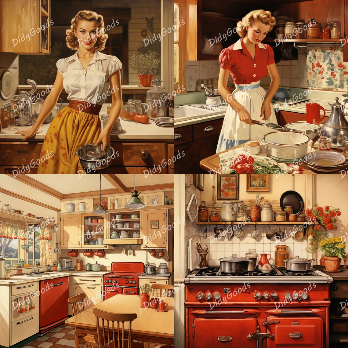 Vintage Kitchen Clipart Bundle 36 High Quality Pngs 3200x3200 Pix, 300 ...
