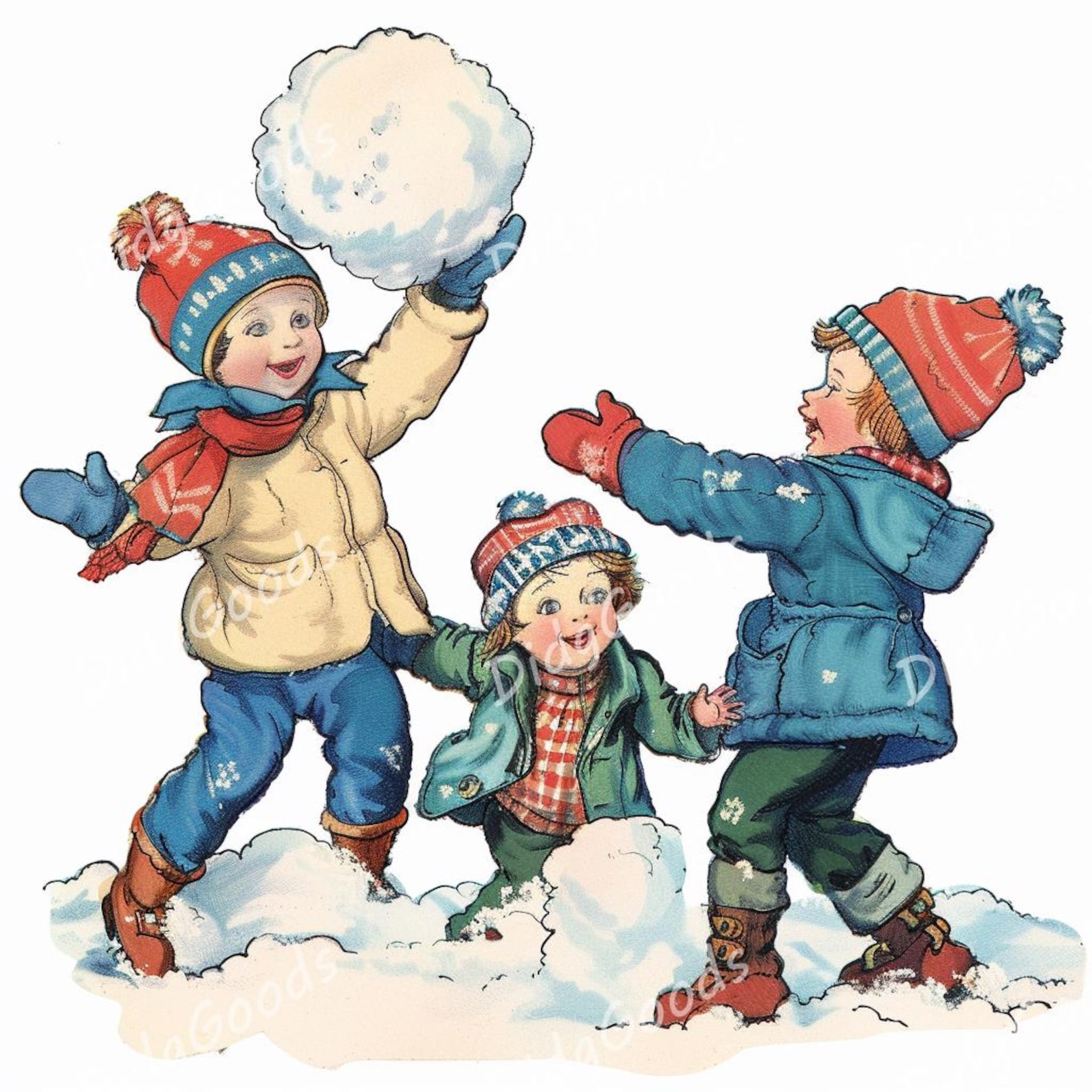 Children Playing in Snow Winter Clipart Bundle 24 High Quality PNG ...