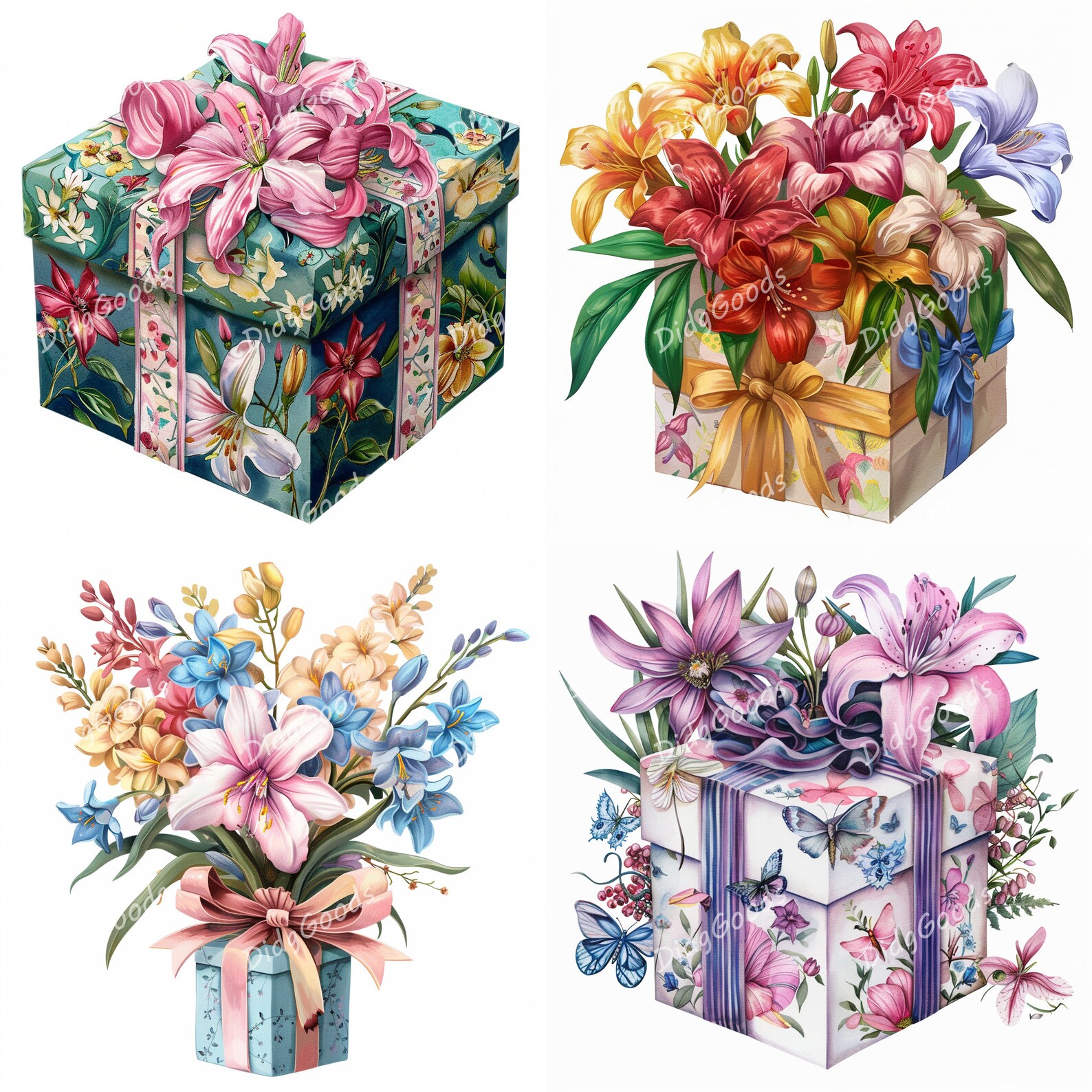 Presents Clip Art, Bright Gift Boxes Clip Art, Giftbox Clip Art ...