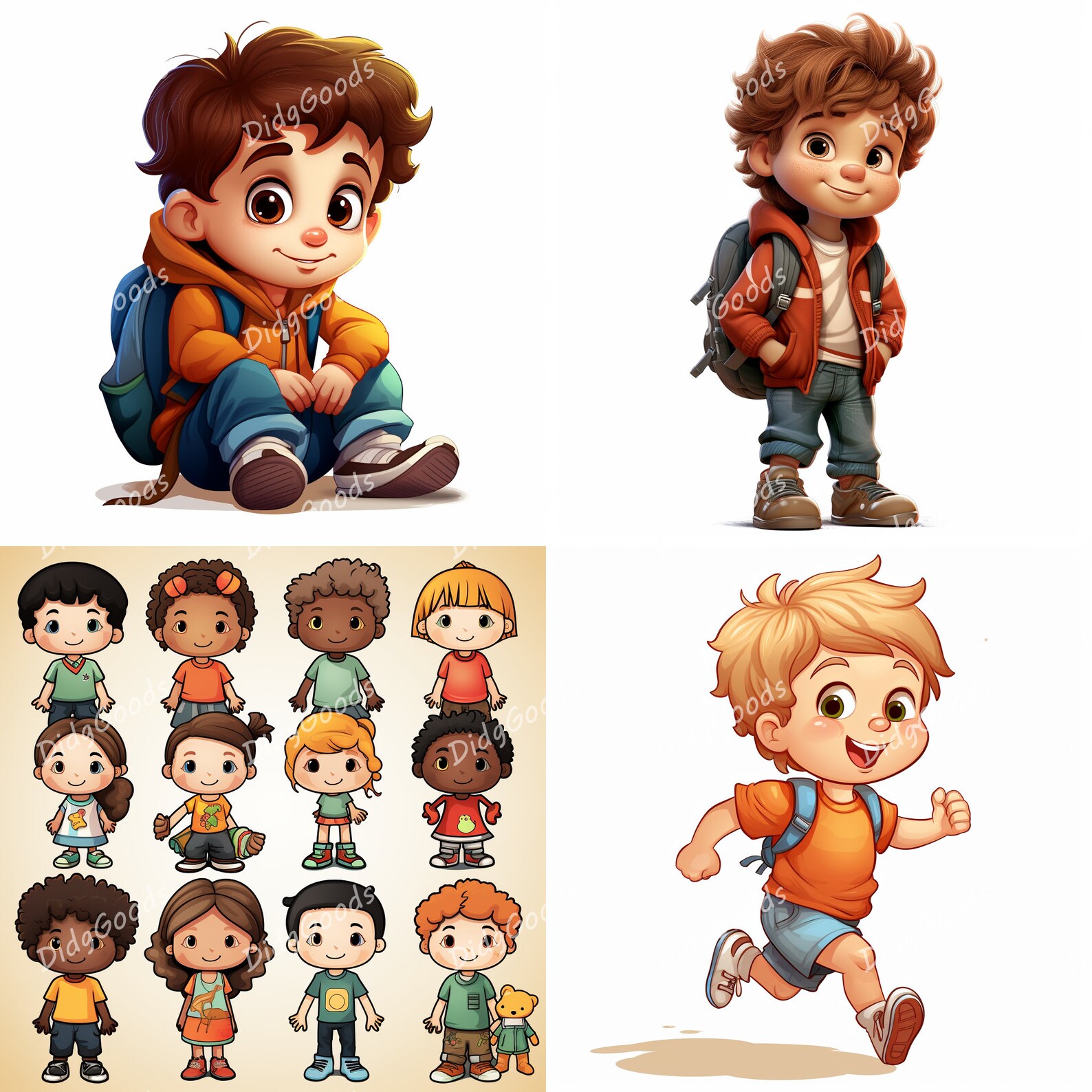 Boy Kid Clipart Bundle, Playful PNG Illustrations (digital Download) - Etsy