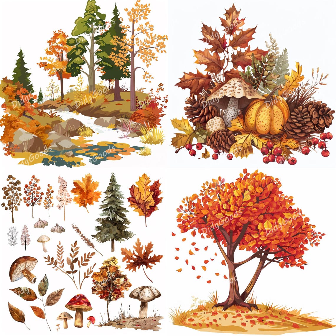 Fall Nature Clipart Bundle 26 High Quality JPG, 300 DPI, Digital ...