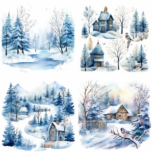 Watercolor Winter Clipart Bundle 20 High Quality Jpgs, Digital Download ...