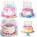 Watercolor Birthday Cake Clipart Bundle For: Card Making, Printable Art ...