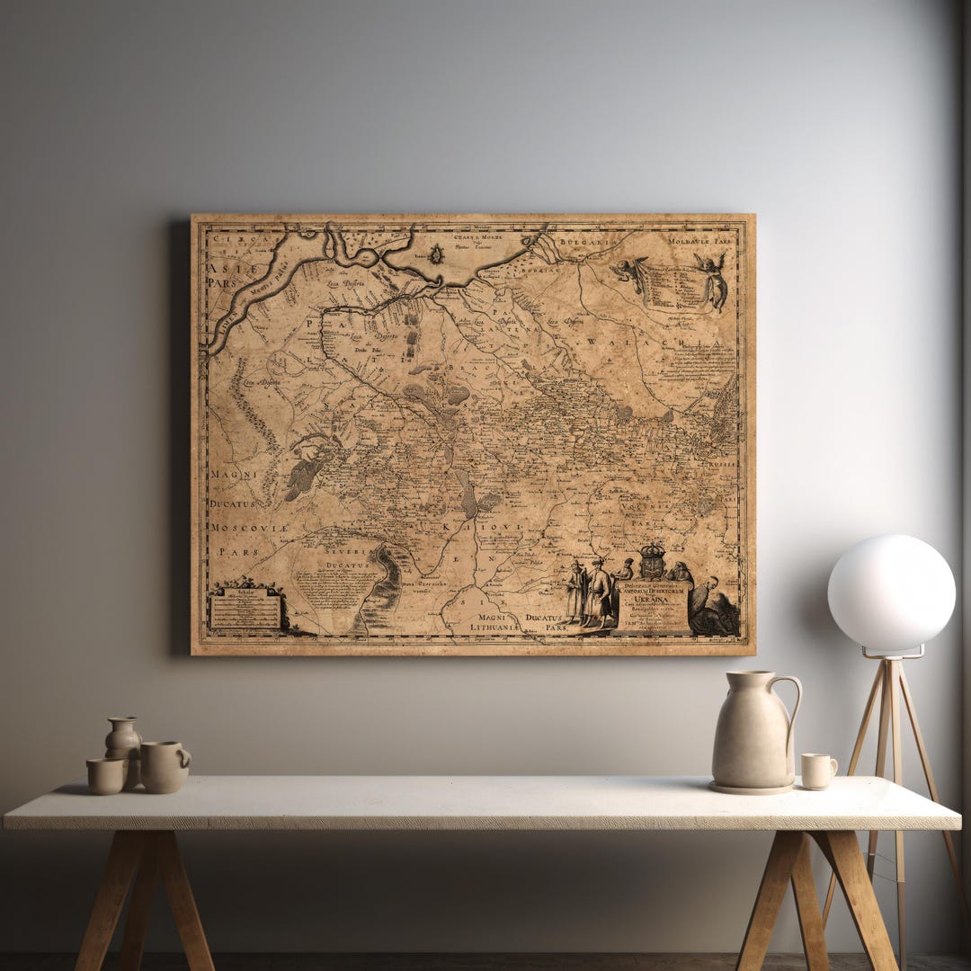 Ancient Ukraine Map 1648 Beauplan XVII, Vintage Antique World Map ...